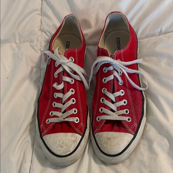 Converse | Shoes | Converse Red And White Canvas Sneakers With Rubber ...